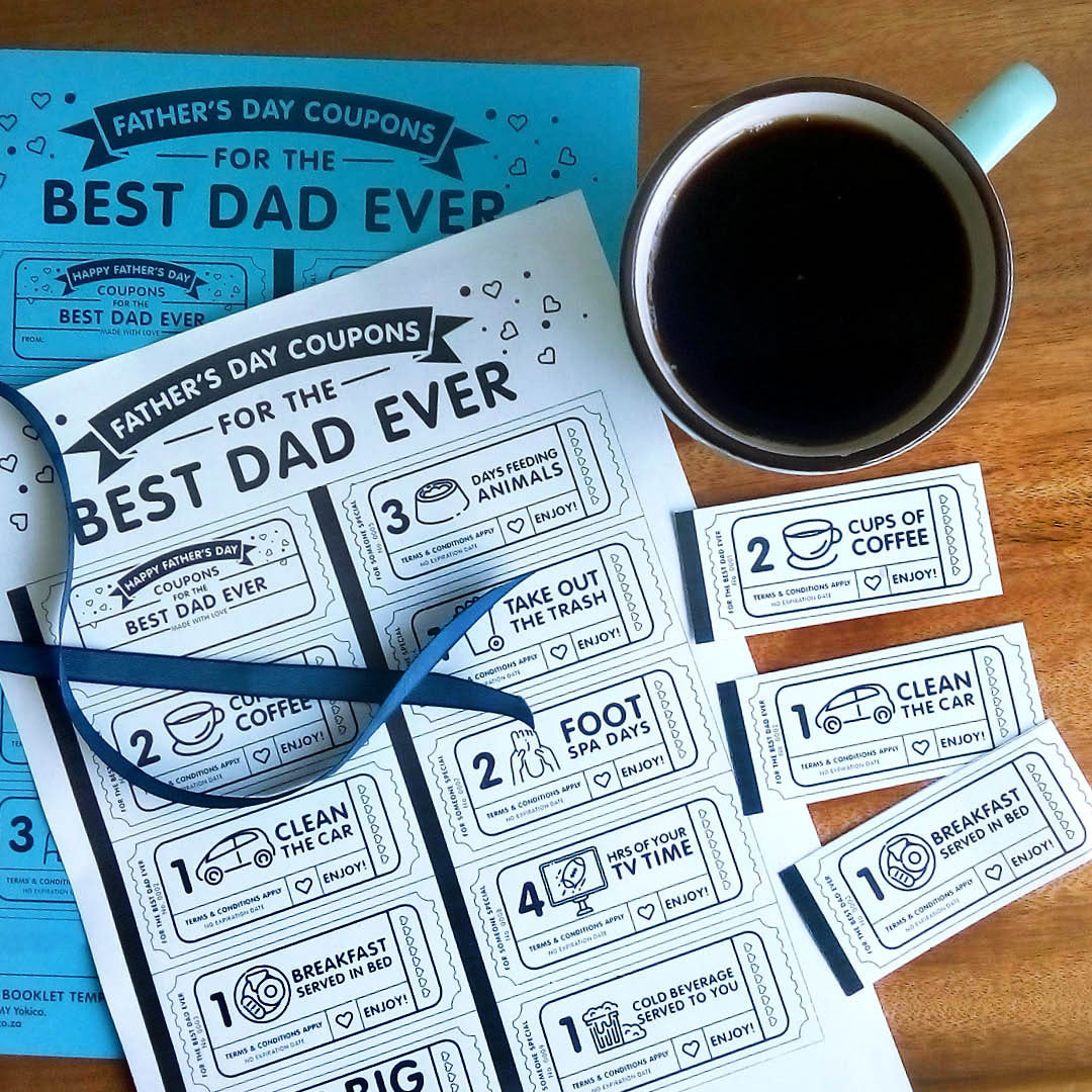 Father's Day Coupons - Download & colour in – Yokico